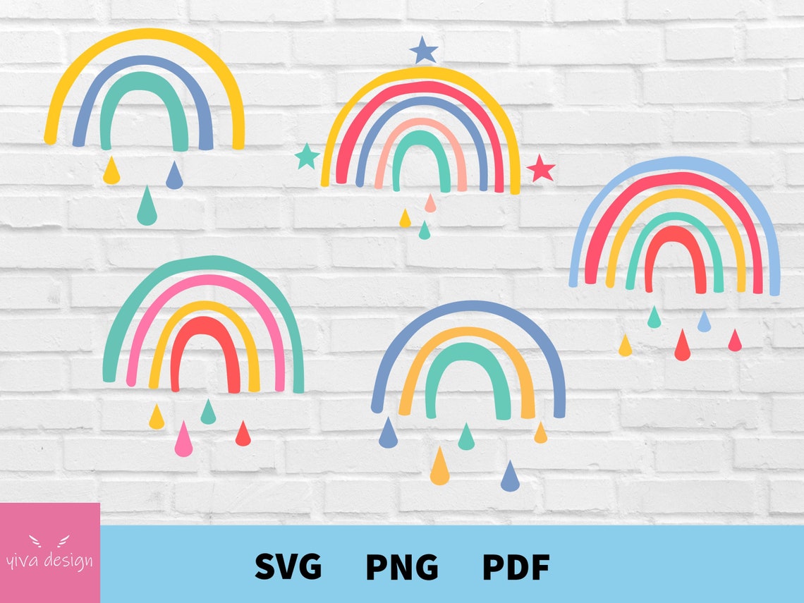 Rainbow Svg Boho Rainbow Svg Hand Drawn Rainbow Svg Cloud | Etsy
