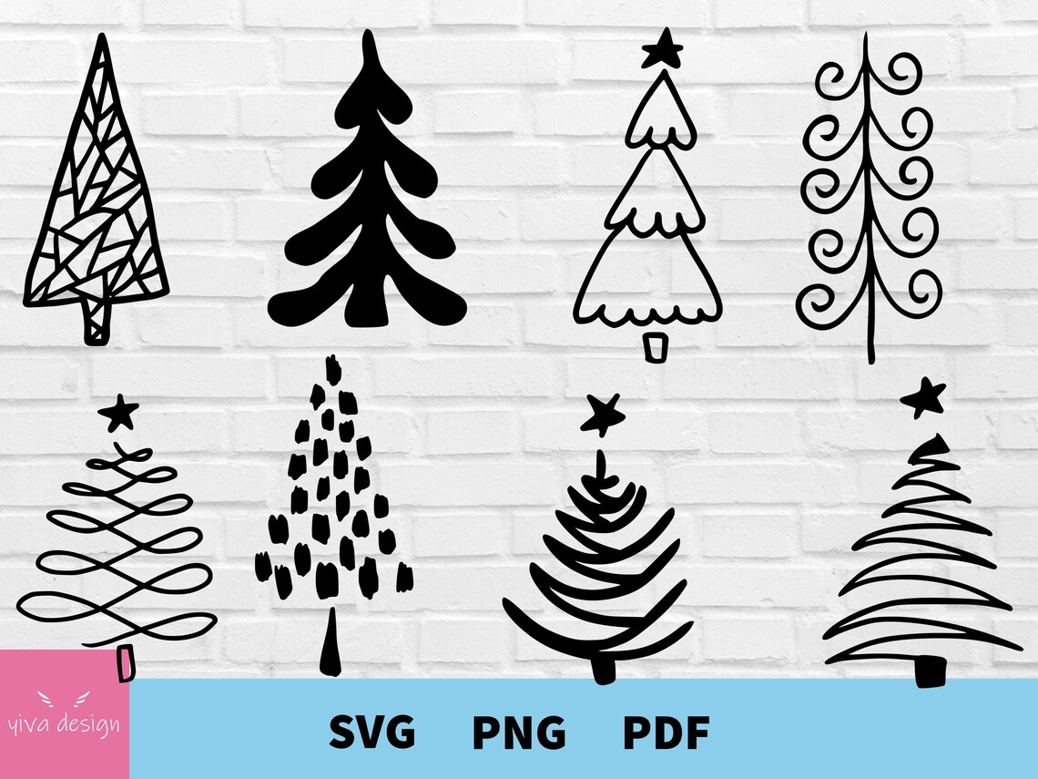 Christmas Tree Svg Bundle Hand Drawn Christmas Tree Svg - Etsy