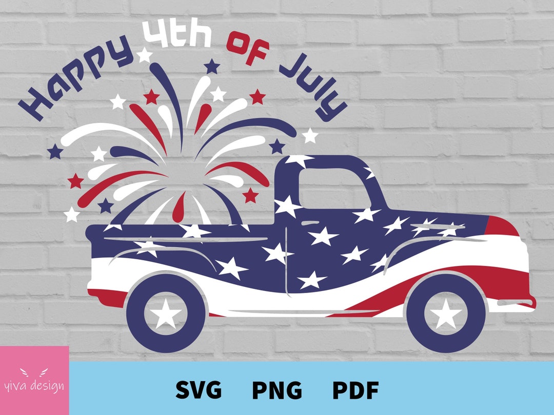 4th of July Truck Svg, Png, Cut Files, American Truck Svg, Patriotic ...