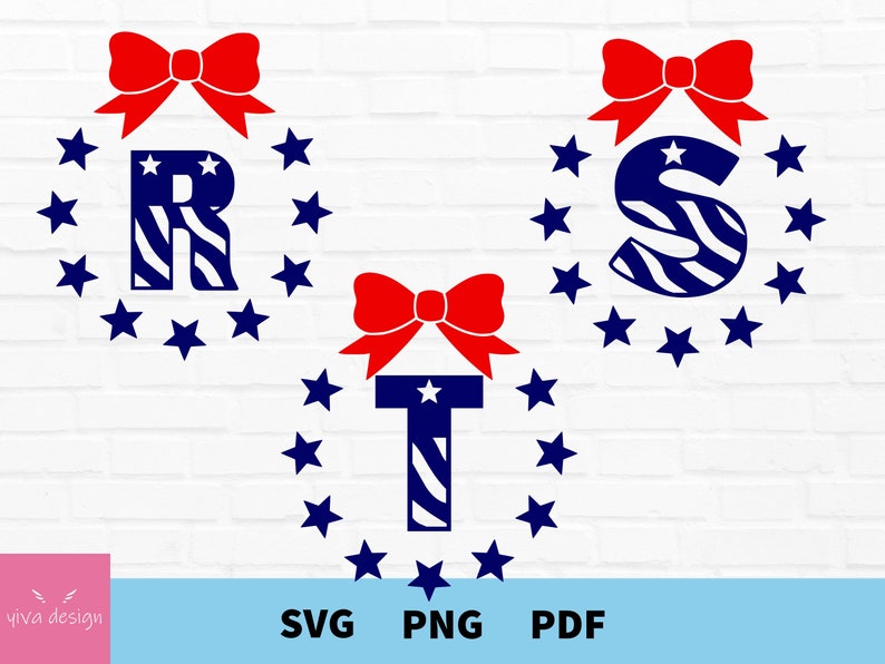 Stars Monogram Bow Svg Monogram Frame Svg Patriotic Svg - Etsy