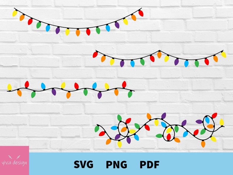 Christmas Lights String Svg Christmas Lights Png Svg - Etsy