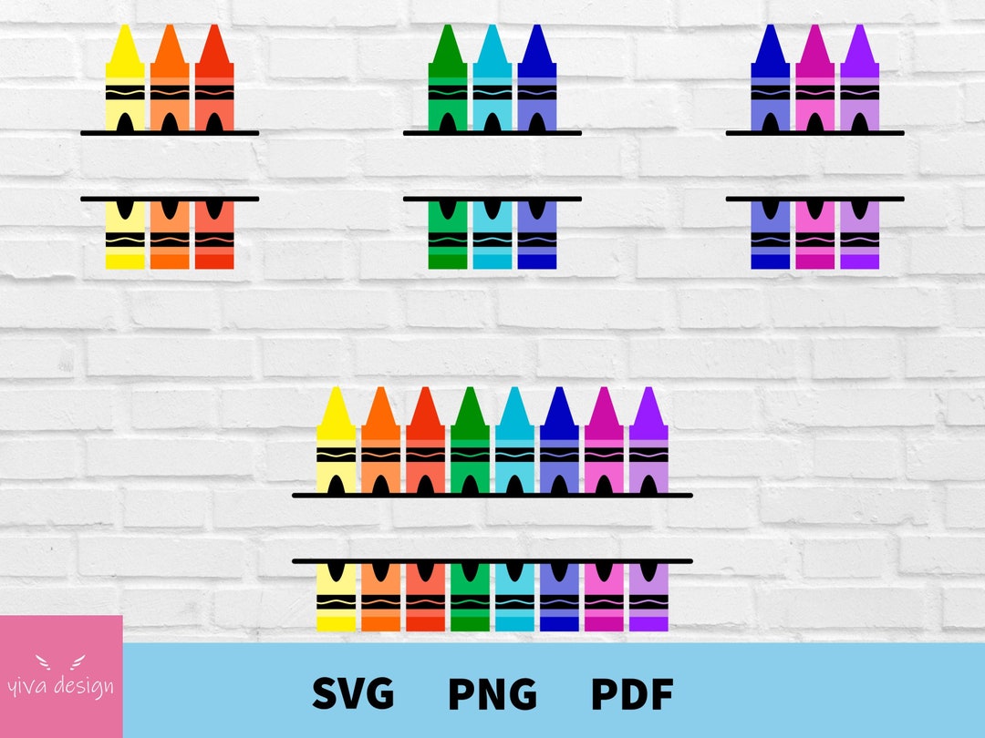 Crayon Split Monogram Svg, Crayon Svg Bundle, Teacher Svg, Back to ...