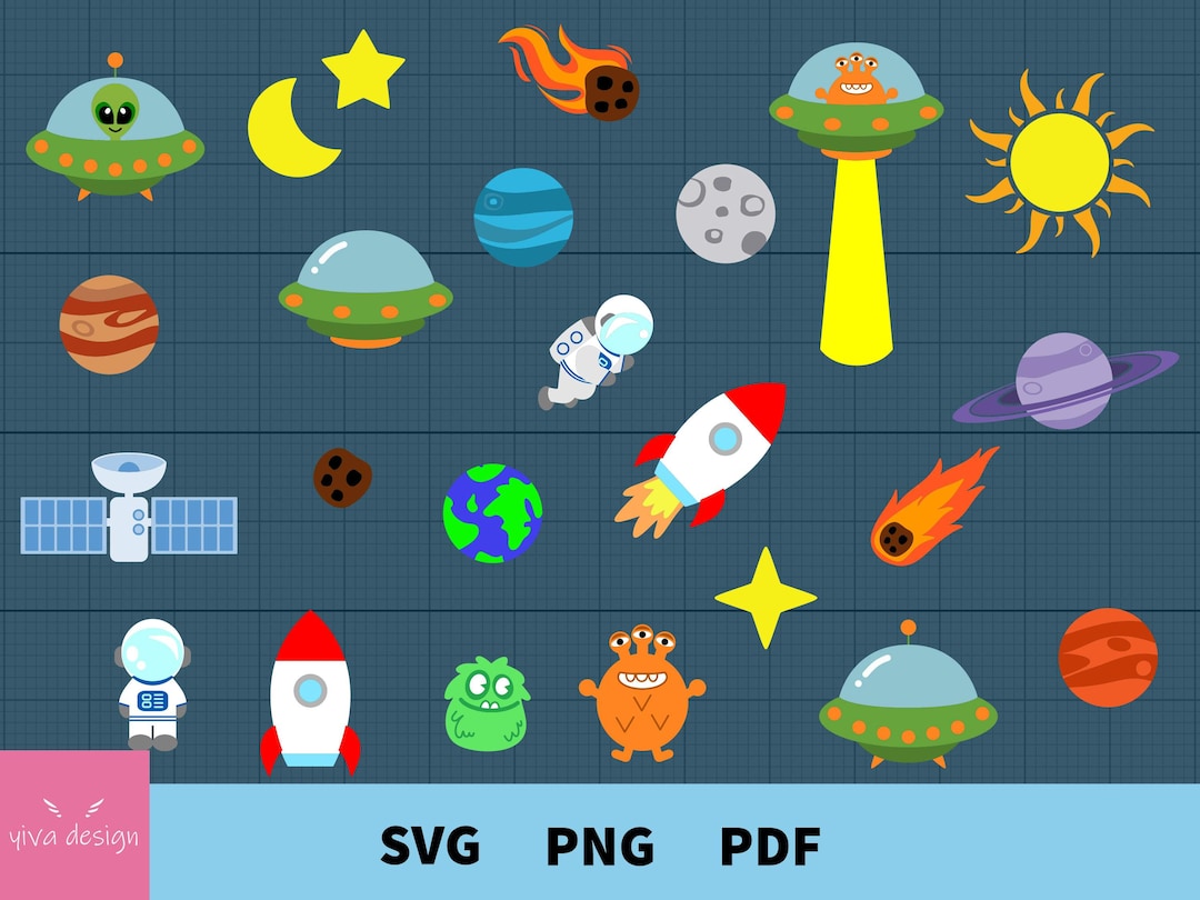 Space Svg Bundle, Solar System, Earth, Saturn, Moon, Sun, Stars, Mars ...