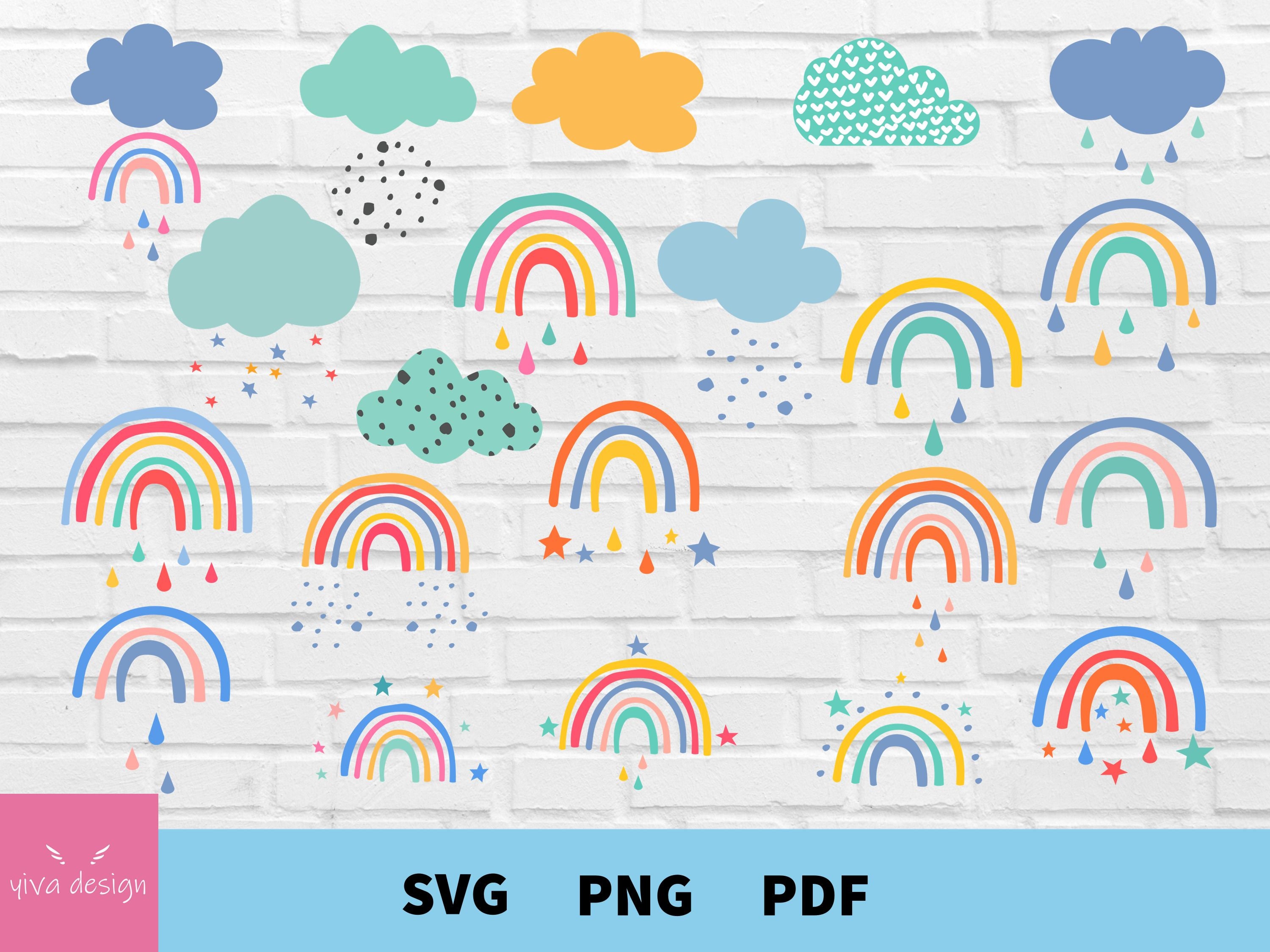Rainbow Svg Boho Rainbow Svg Hand Drawn Rainbow Svg Cloud | Etsy