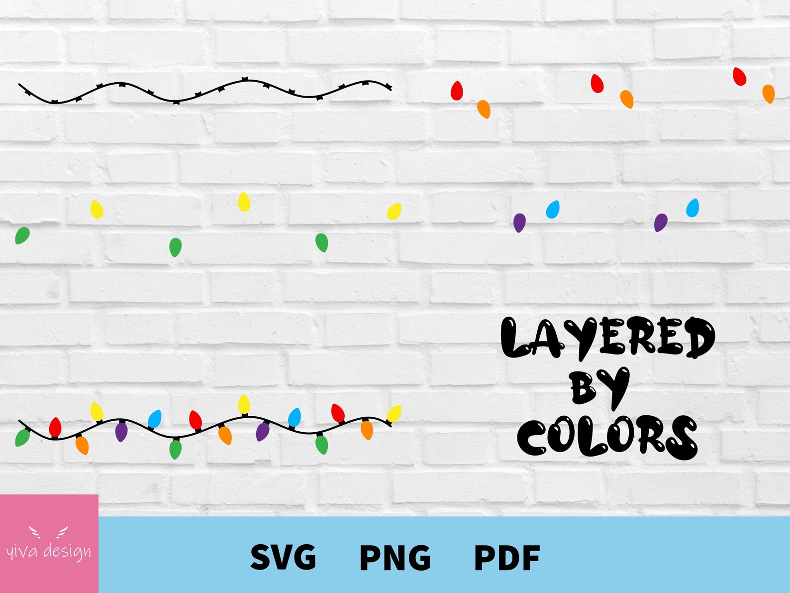 Christmas Lights String Svg Christmas Lights Png Svg - Etsy