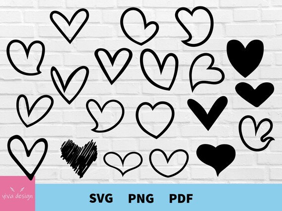 20 Hand Drawn Heart Svg Bundle Heart Svg Valentines Day Svg | Etsy