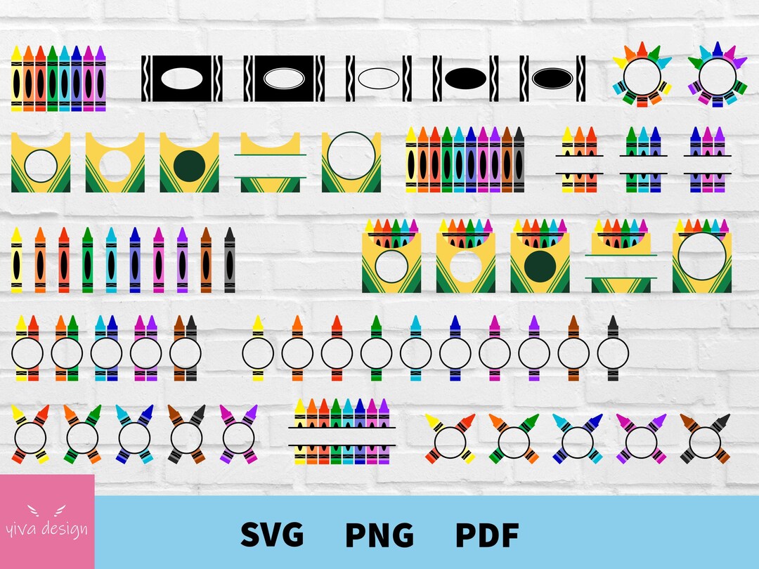 58 Crayon Split Monogram Svg, Crayon Svg Bundle, Teacher Svg, Back to ...