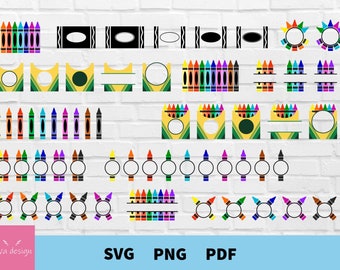 Crayons Monogram Svg Teacher Monogram Svg Crayon Set Back - Etsy