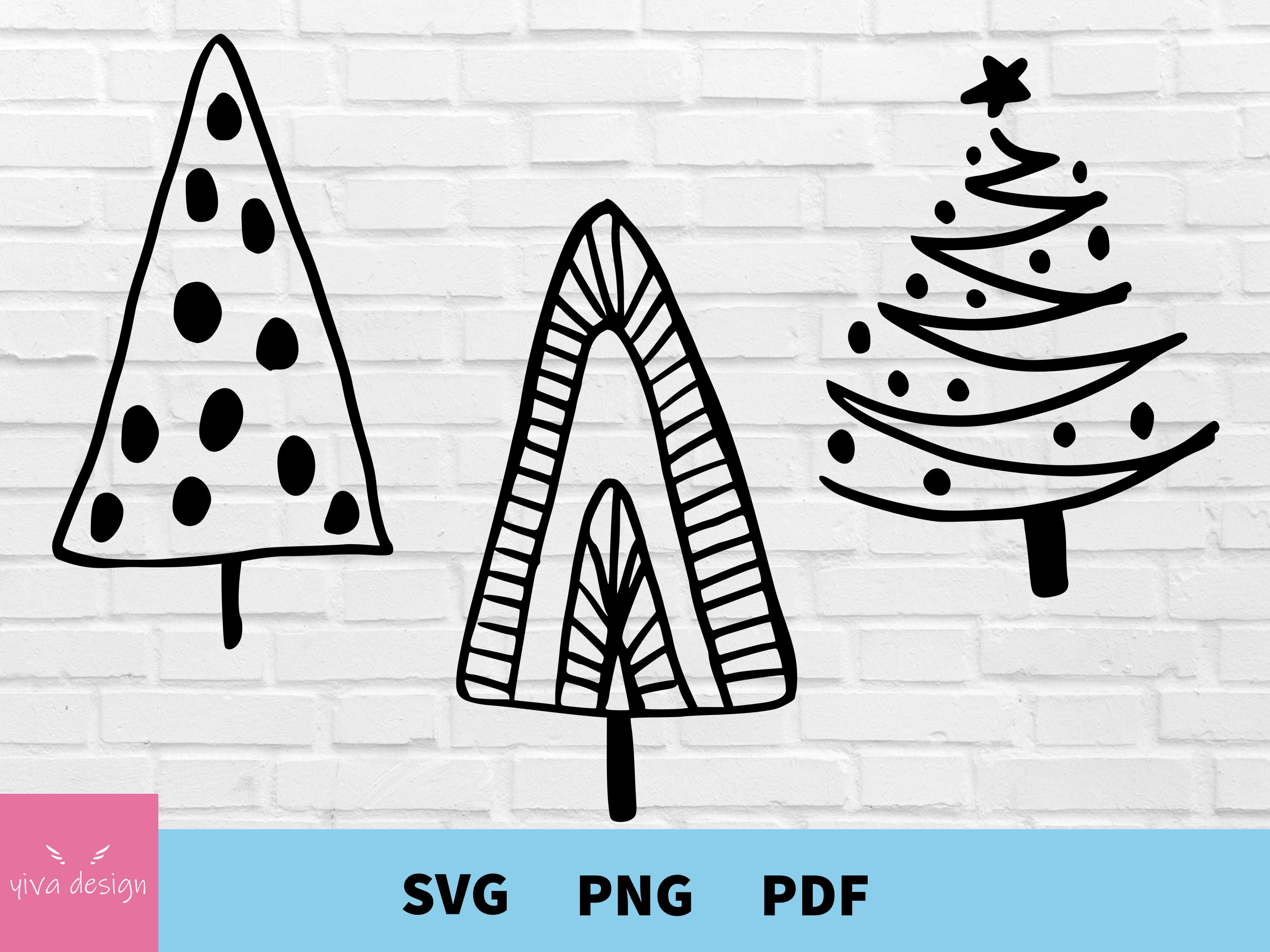 Christmas Tree Svg Bundle Hand Drawn Christmas Tree Svg | Etsy