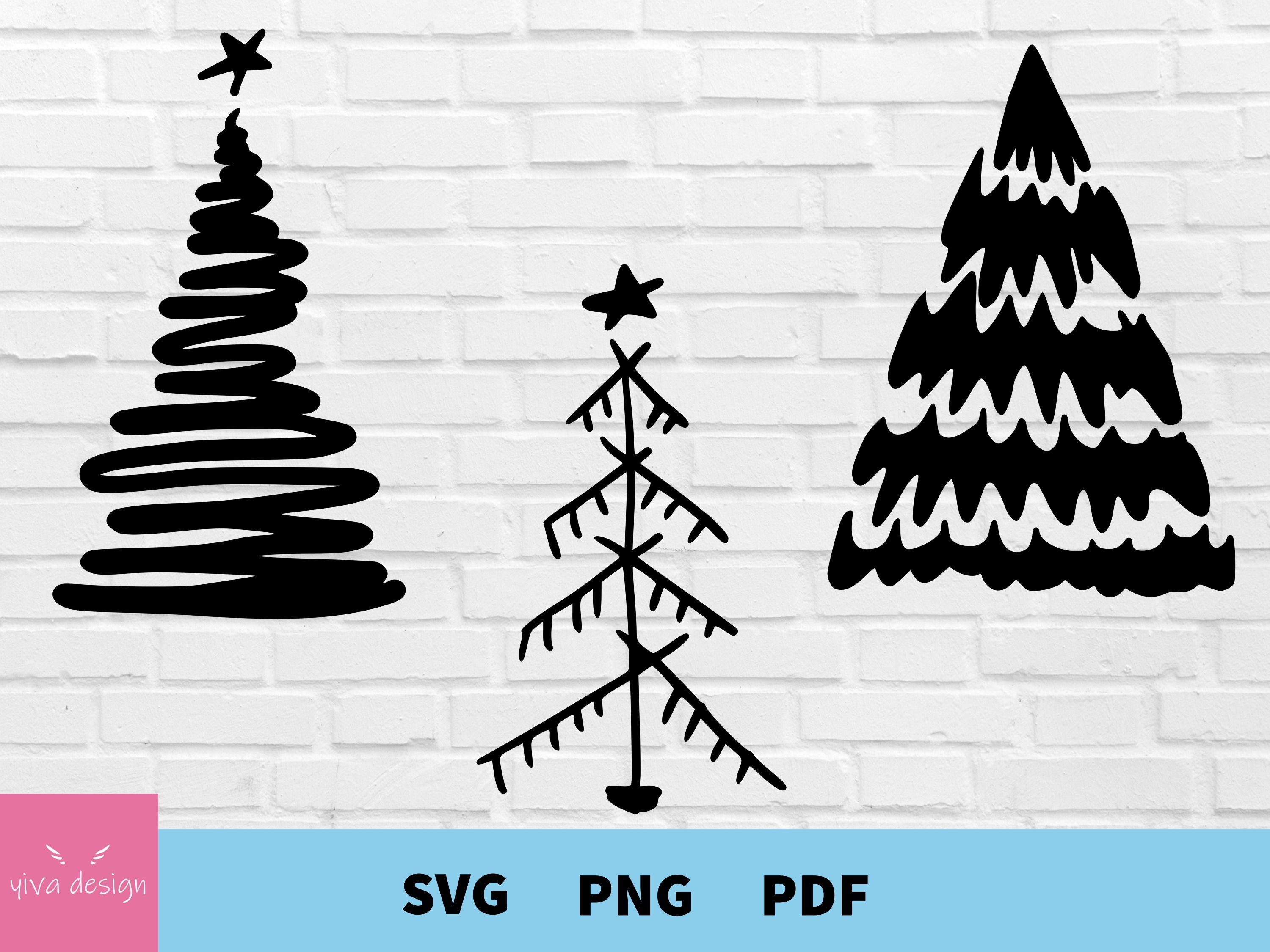Christmas Tree Svg Bundle Hand Drawn Christmas Tree Svg | Etsy