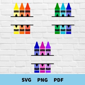 Crayon Split Monogram Svg, Crayon Svg Bundle, Teacher Svg, Back to ...