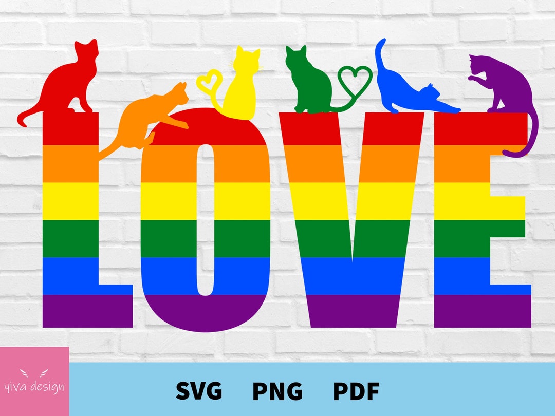 Pride Love Cats SVG, Pride Love SVG, Rainbow Love Svg, Pride Love Svg ...