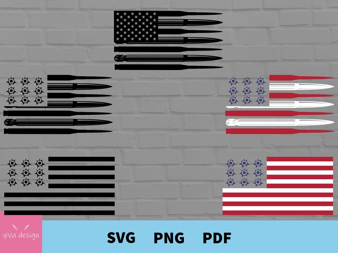 Bullet American Flag Svg Bundle, Military Svg, Bullet USA Flag Svg ...