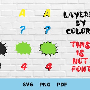 Comic Svg, Super Heroes Alphabet, Comic Numbers Svg, Speech Bubbles ...