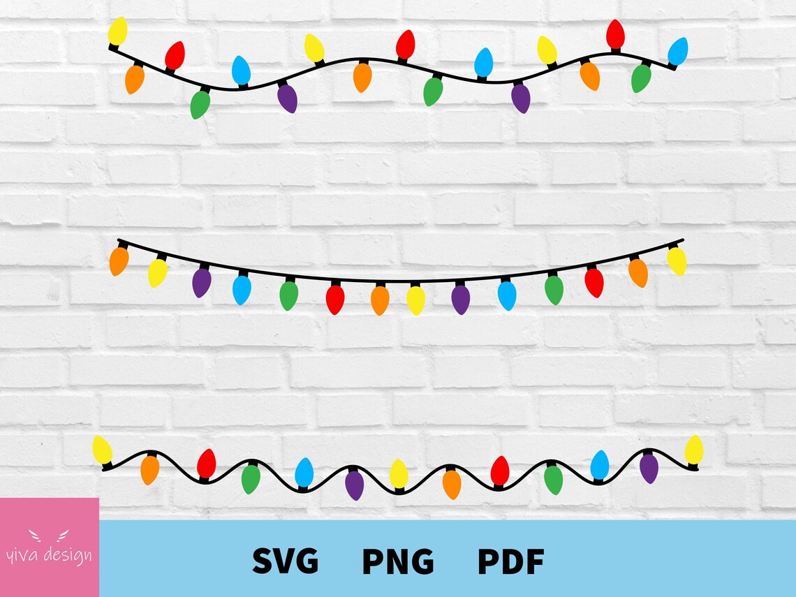 Christmas Lights String Svg Christmas Lights Png Svg - Etsy