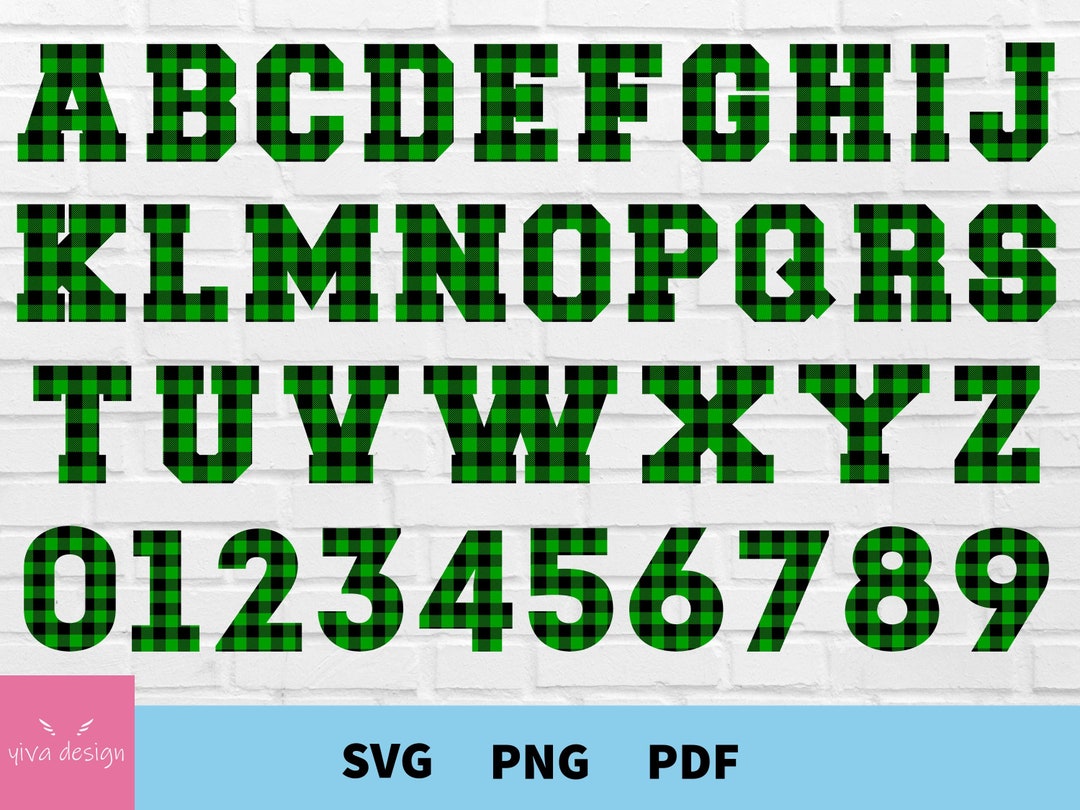 Buffalo Plaid Alphabet Svg, Buffalo Plaid Numbers Svg, Plaid Alphabet ...
