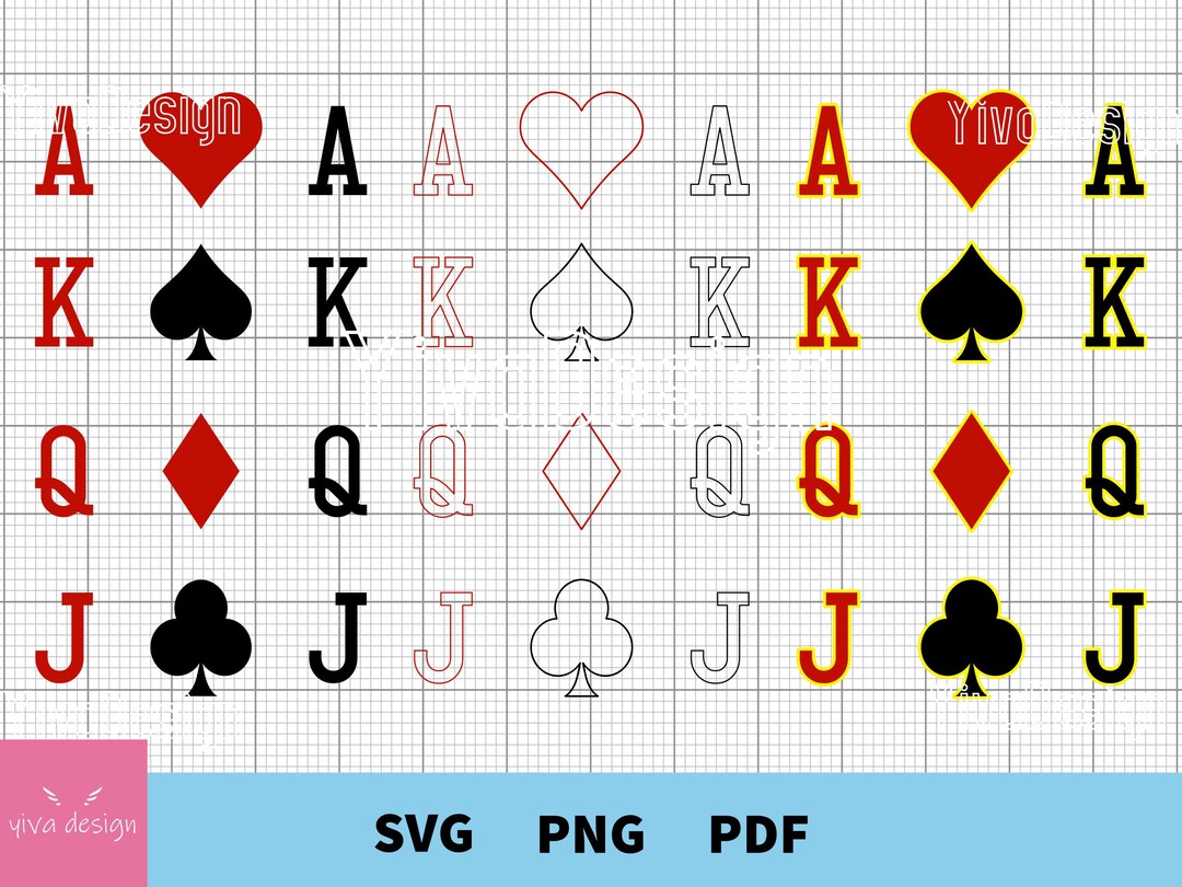 Play Card Suits Svg, Png, Card Suits Svg Bundle, Hearts, Spades, Clubs ...