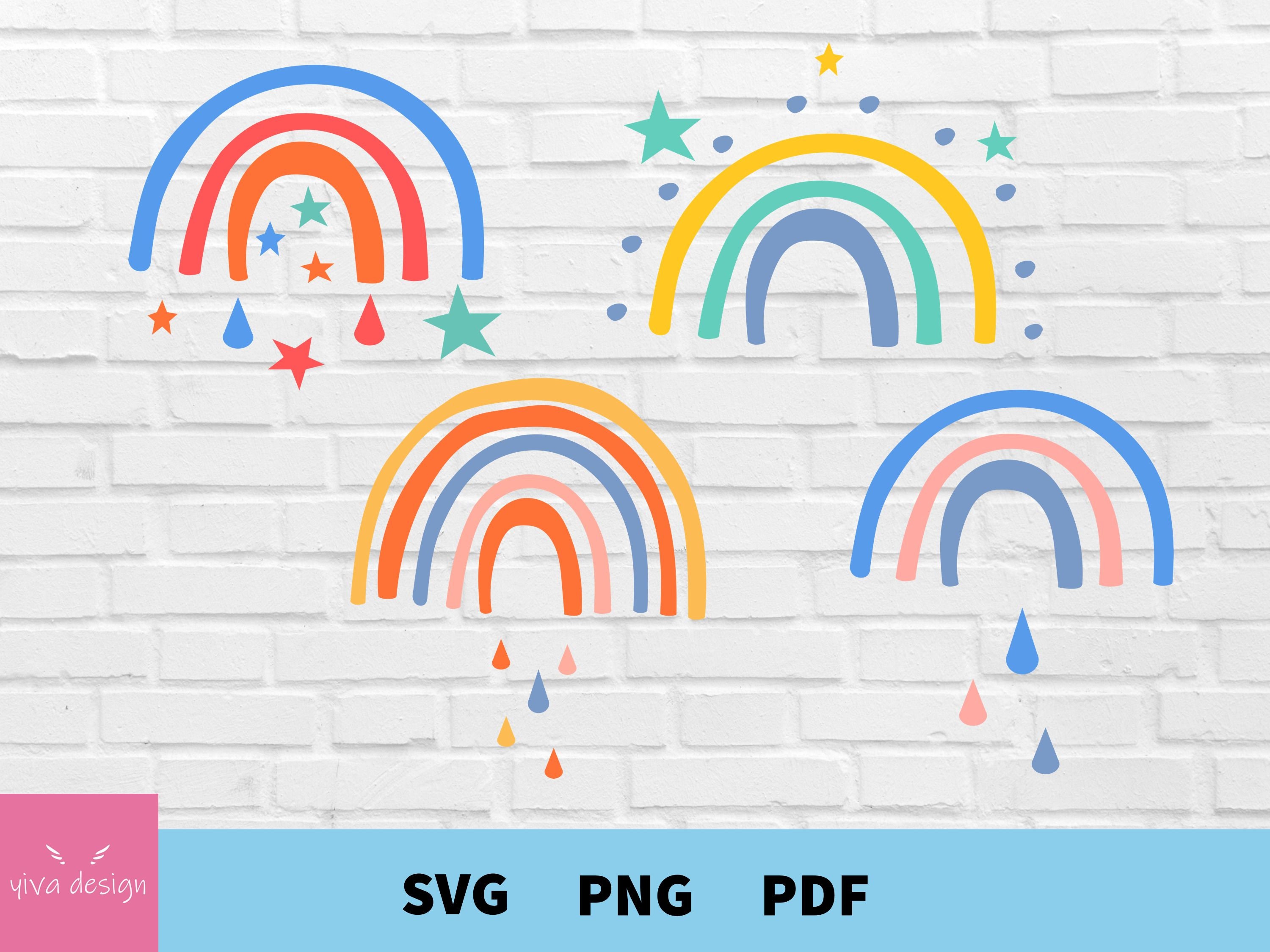 Rainbow Svg Boho Rainbow Svg Hand Drawn Rainbow Svg Cloud | Etsy