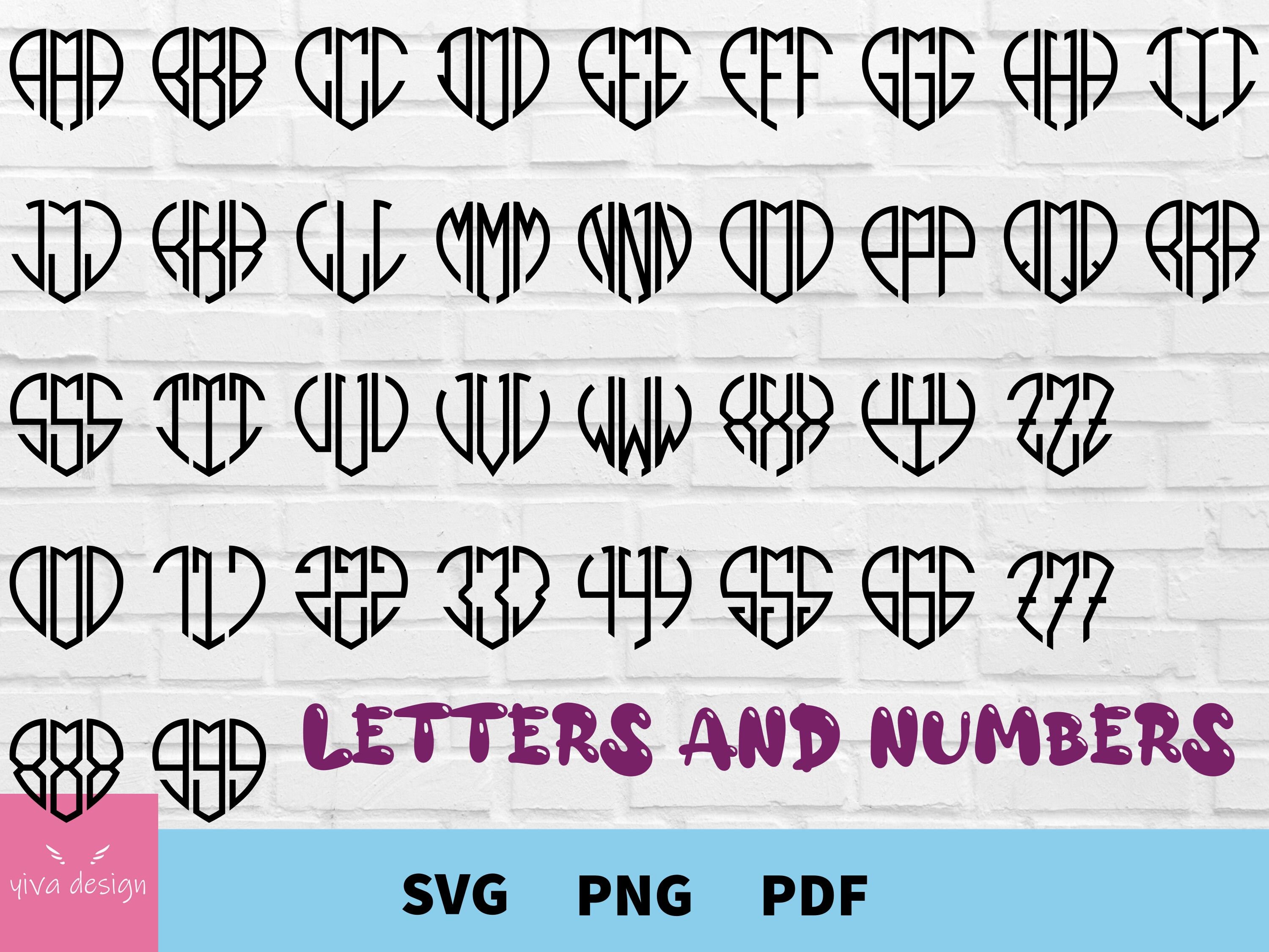 Heart Svg Hearts Svg Heart Monogram Font Svg Valentine Svg - Etsy