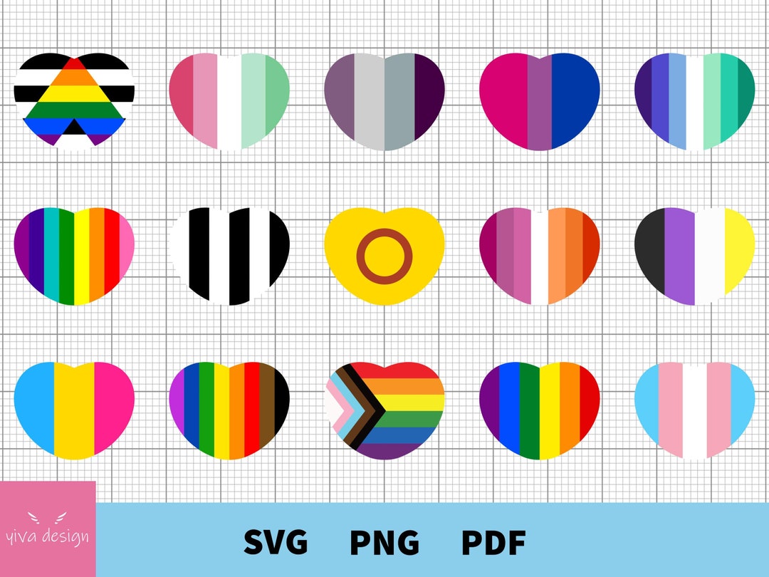 Heart Pride Flag Svg,lgbtqiap Flags Svg Bundle,lesbian Gay Bi Trans ...