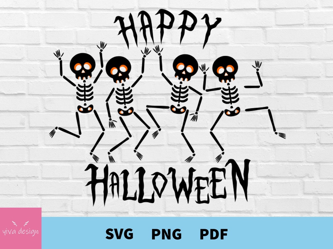 Happy Halloween Skeleton Svg, Dancing Skeletons Halloween Png, Svg ...