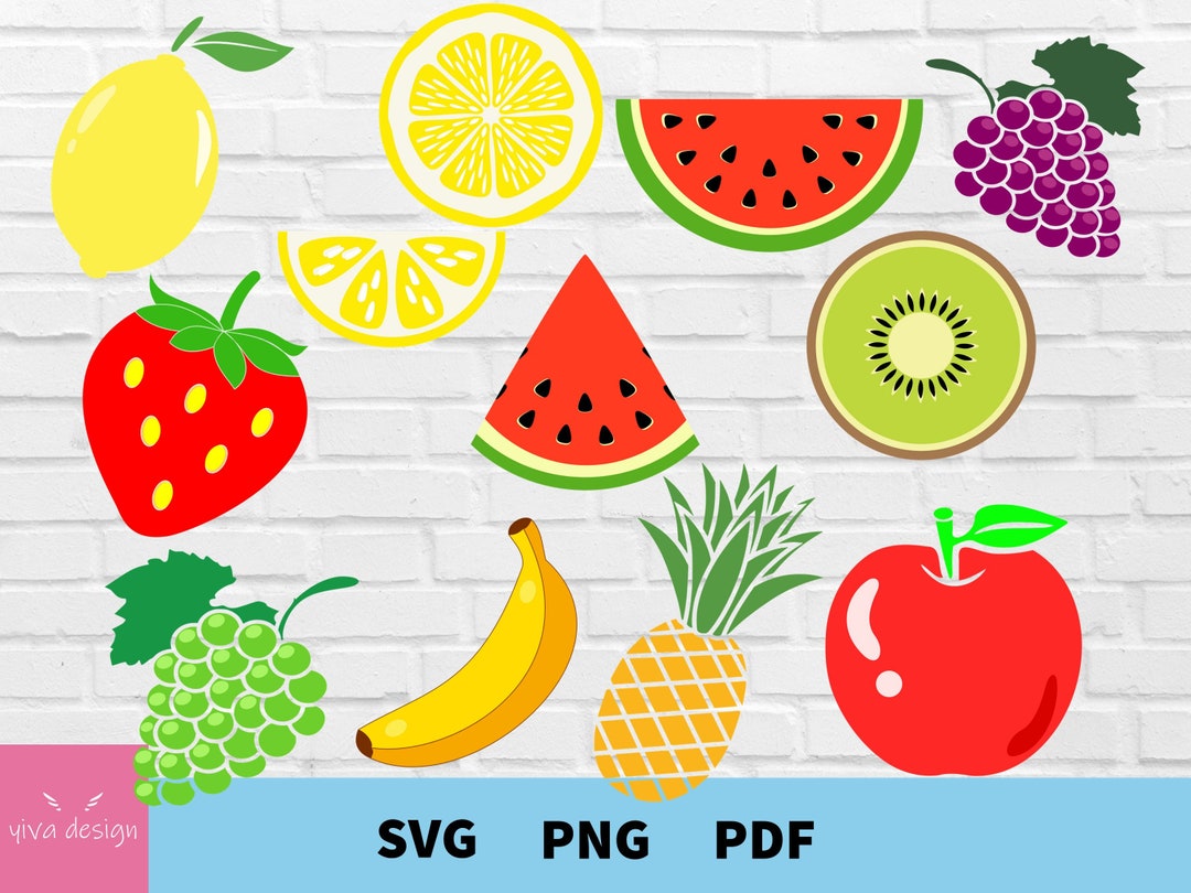 Fruit SVG Bundle, Tropical Fruit Svg, Summer Fruit Clipart, Fruit ...