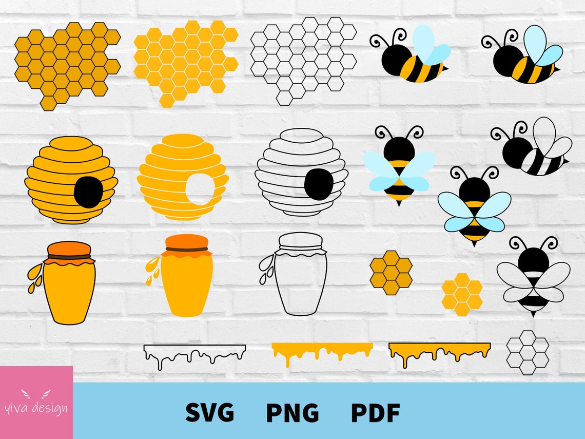 Bee Svg Bundle Honeycomb Svg Honey Drip Honeypot Svg - Etsy