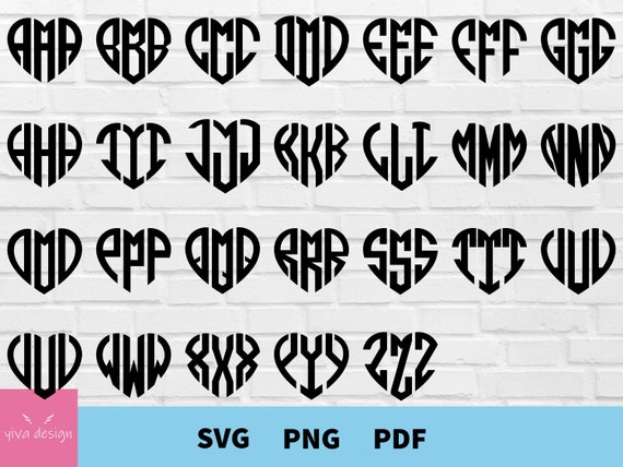 Heart Svg Hearts Svg Heart Monogram Font Svg Valentine Svg - Etsy