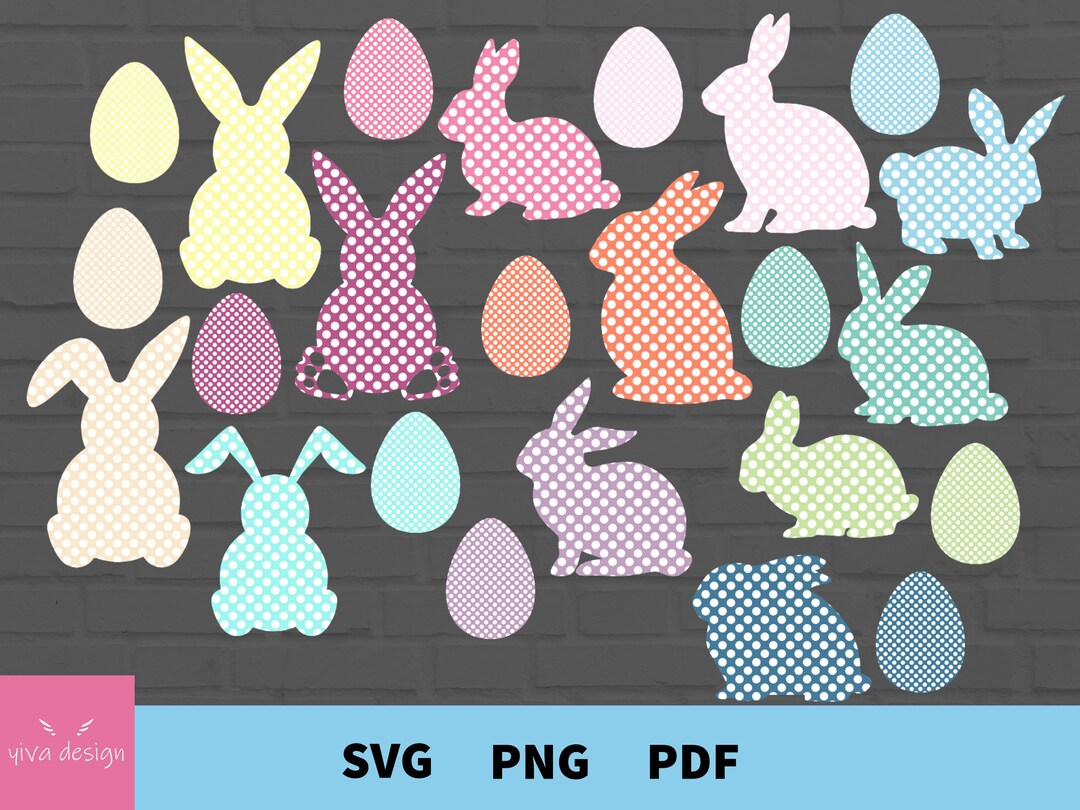 Polka Dots Easter Bunny Svg Bundle Polka Dots Egg Svg Polka - Etsy