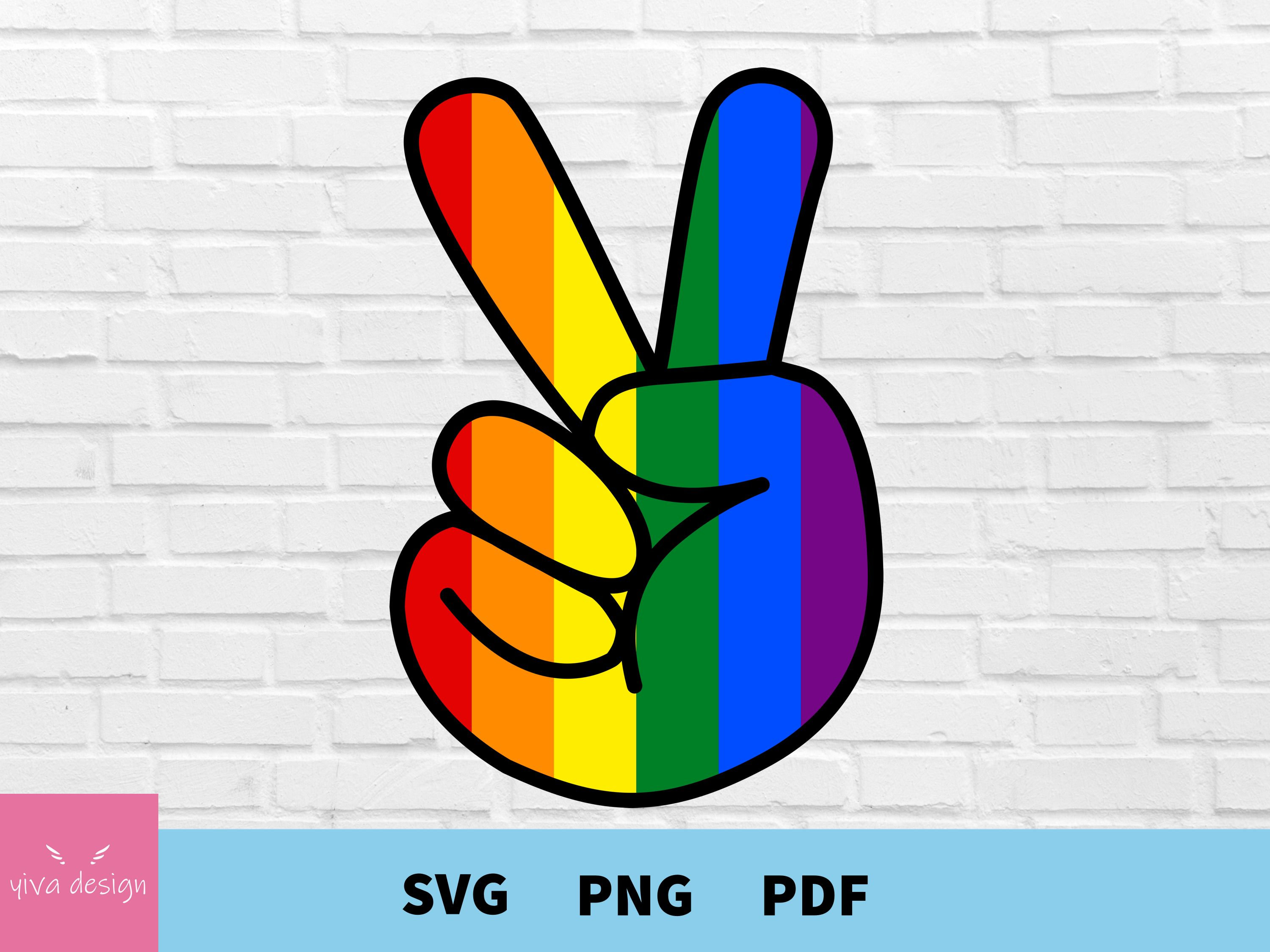 Rainbow Peace Sign Fingers