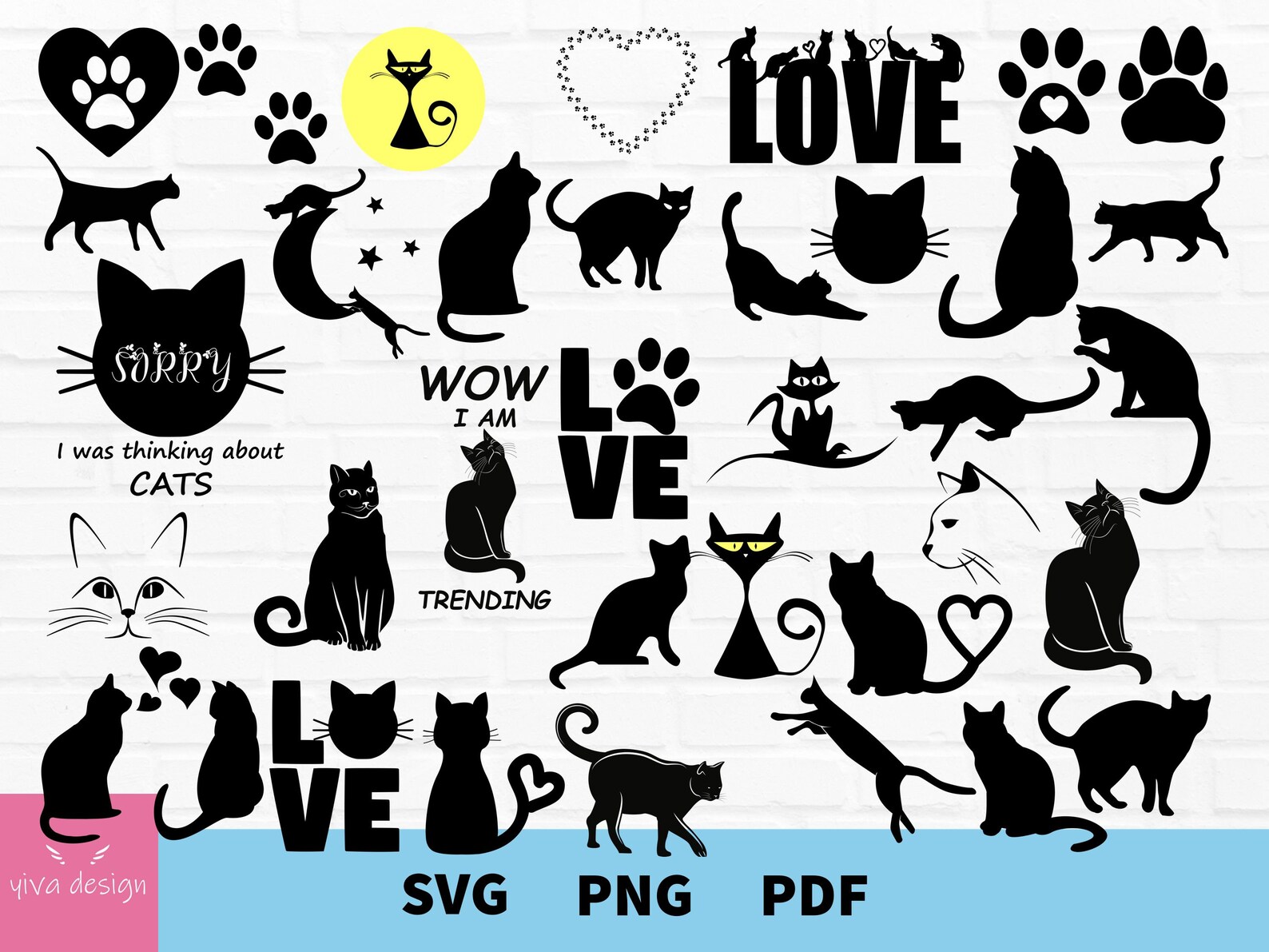 35 Katzen Bündel Svg Katzen Svg Katzen svg Katzen Gesicht | Etsy