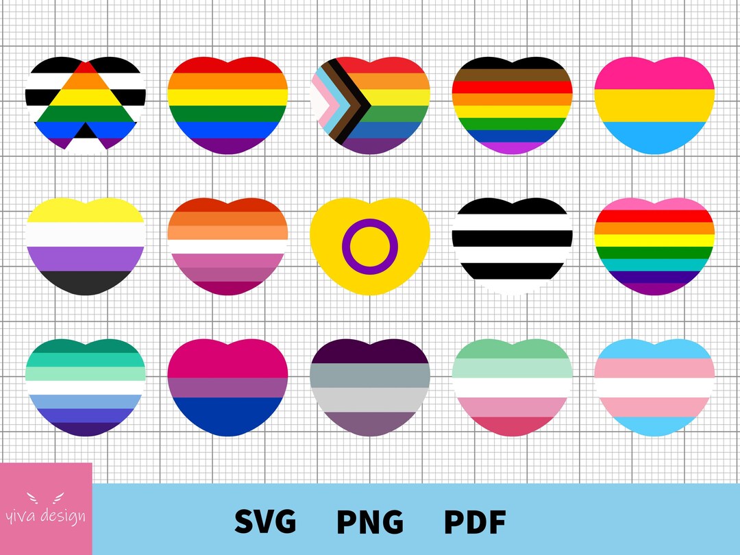 Heart Pride Flag Svg,lgbtqiap Flags Svg Bundle,lesbian Gay Bi Trans ...