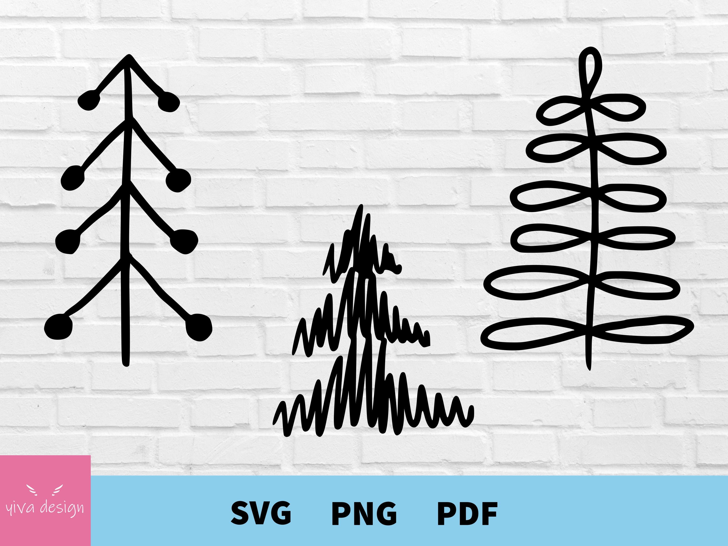Christmas Tree Svg Bundle Hand Drawn Christmas Tree Svg | Etsy