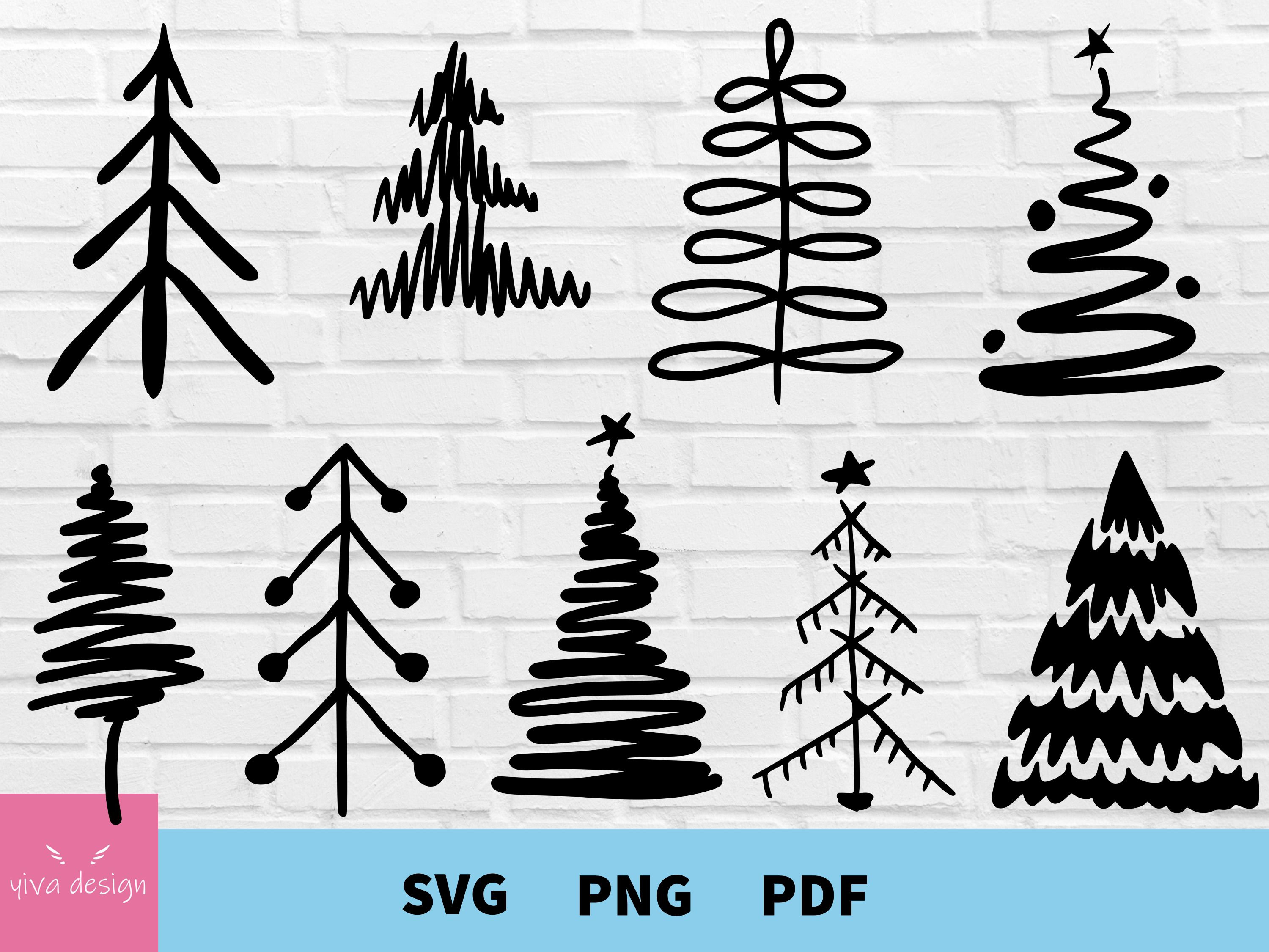 Christmas Tree Svg Bundle Hand Drawn Christmas Tree Svg | Etsy