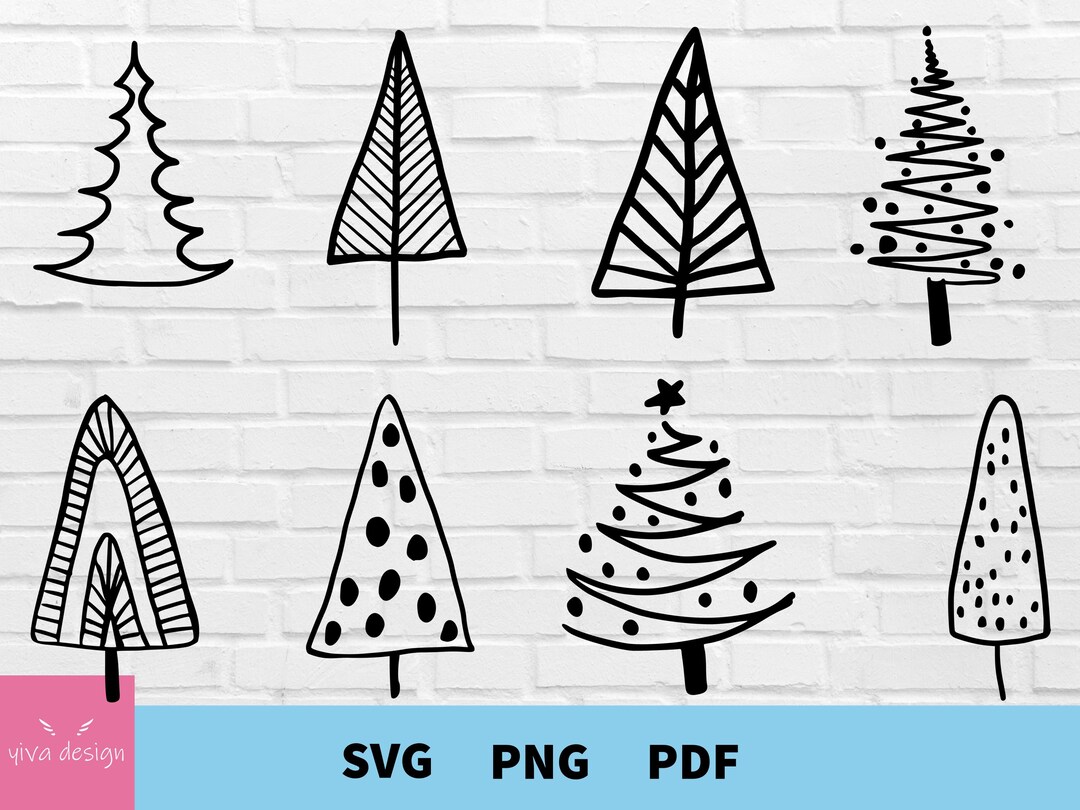 Christmas Tree Svg Bundle, Hand Drawn Christmas Tree Svg, Christmas ...
