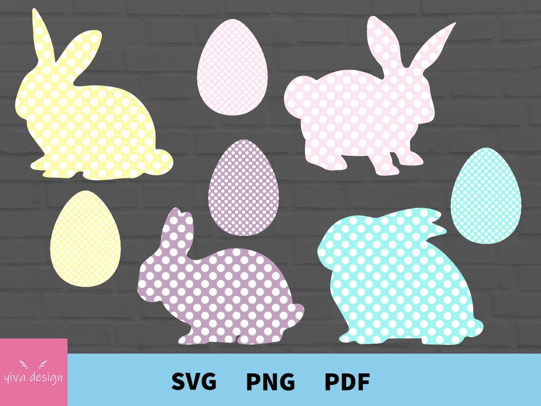 Polka Dots Easter Bunny Svg Bundle, Polka Dots Egg Svg, Polka Dots ...