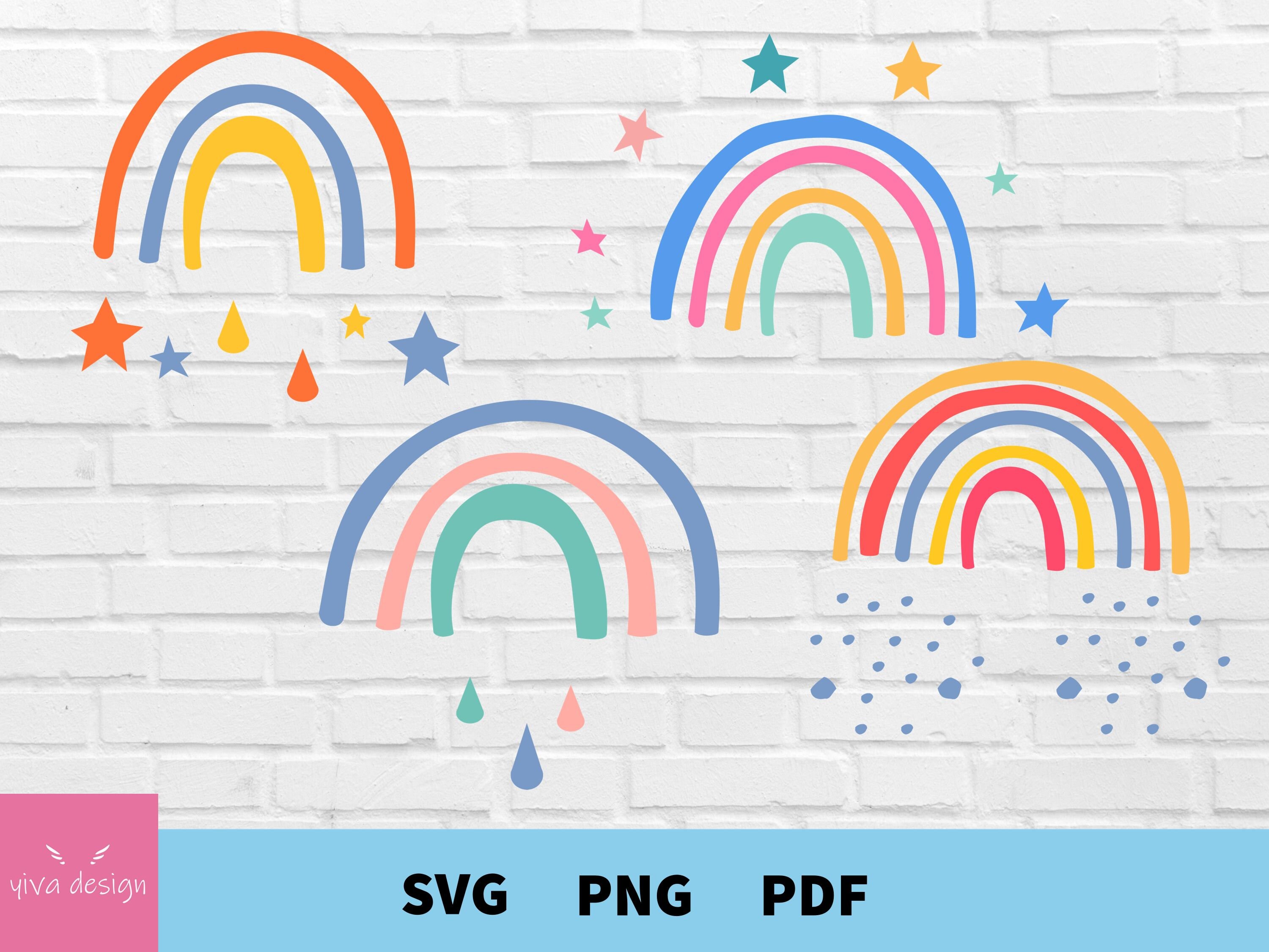 Rainbow Svg Boho Rainbow Svg Hand Drawn Rainbow Svg Cloud | Etsy