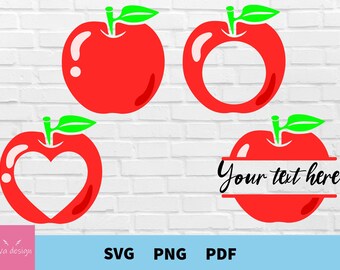 Apple Name Frame SVG, Apple SVG, Apple Clipart, Teacher Svg, Apple ...