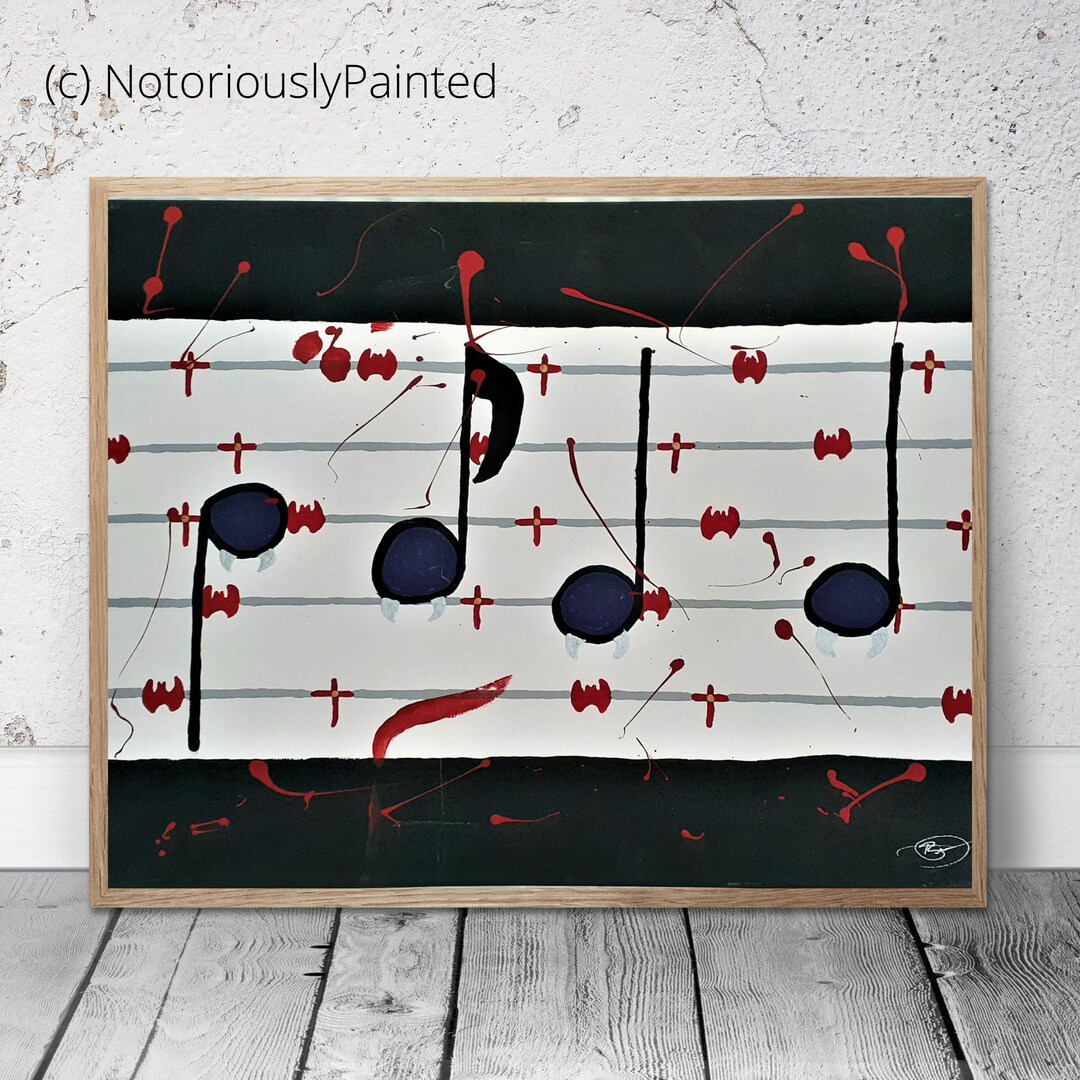 Goth Painting Unframed Goth Style Music Notes Acrylic on Canvas Wall ...