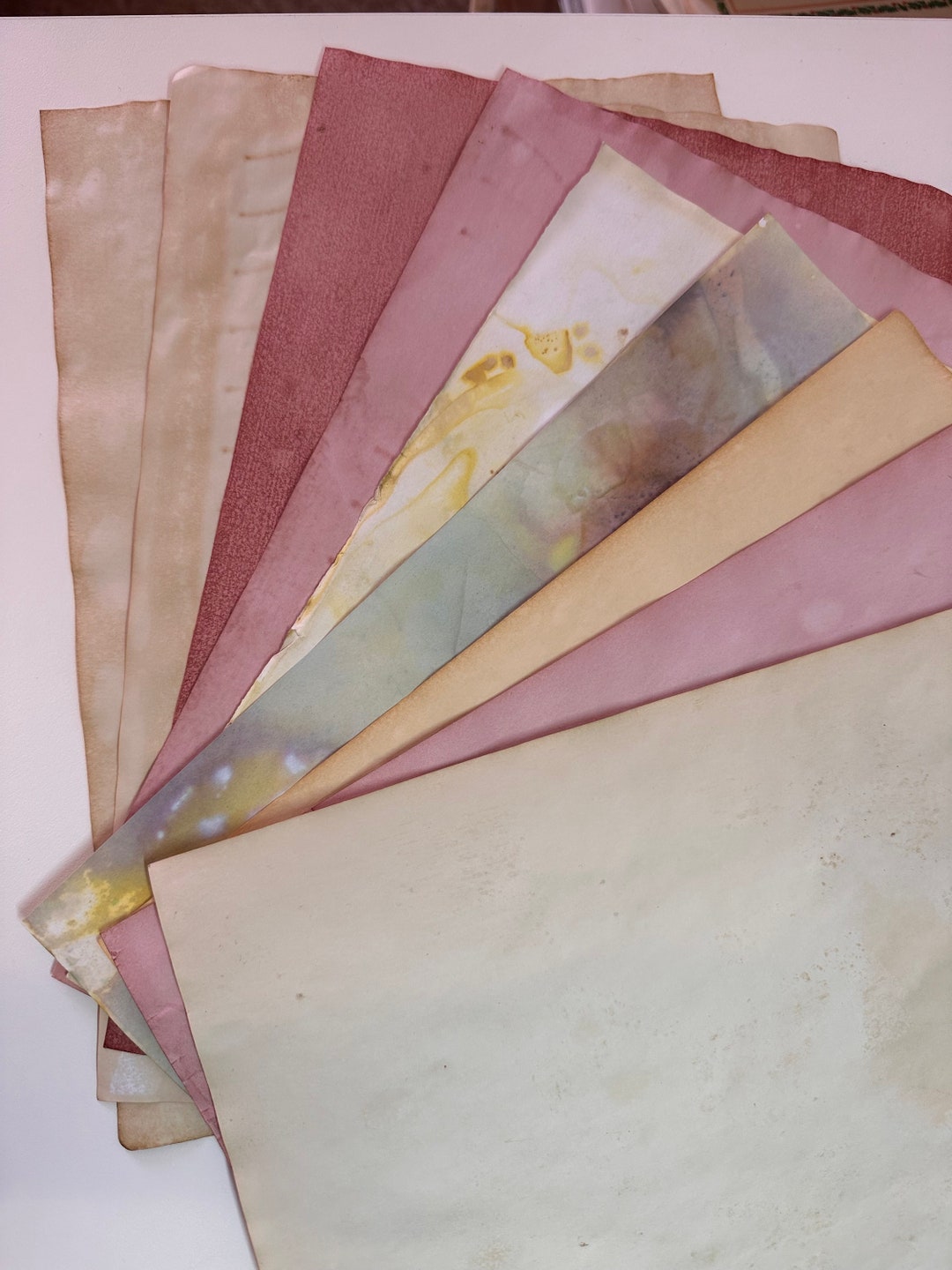 Hand Dyed Papers, 10 Assorted Papers, Avacado Dyed Paper, Eco Paper ...