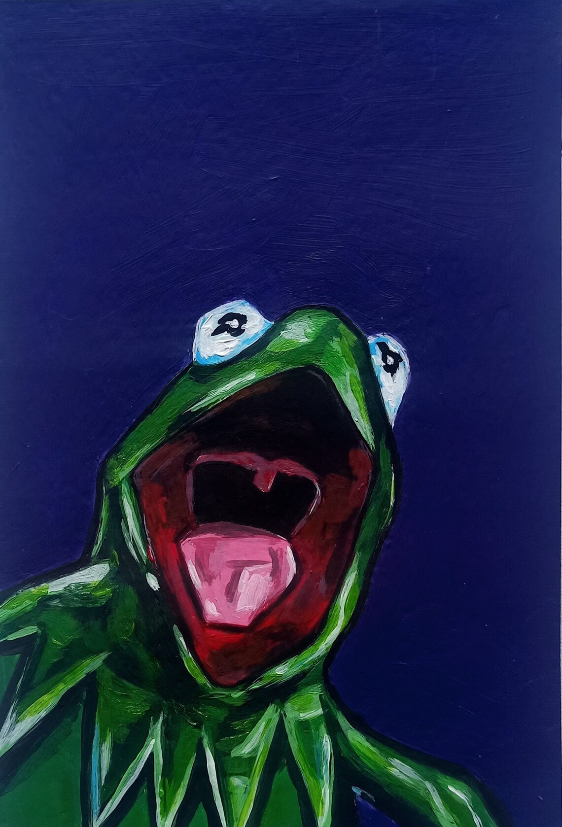 Screaming Kermit Painting Meme Art Wall Décor Funny Artwork | Etsy