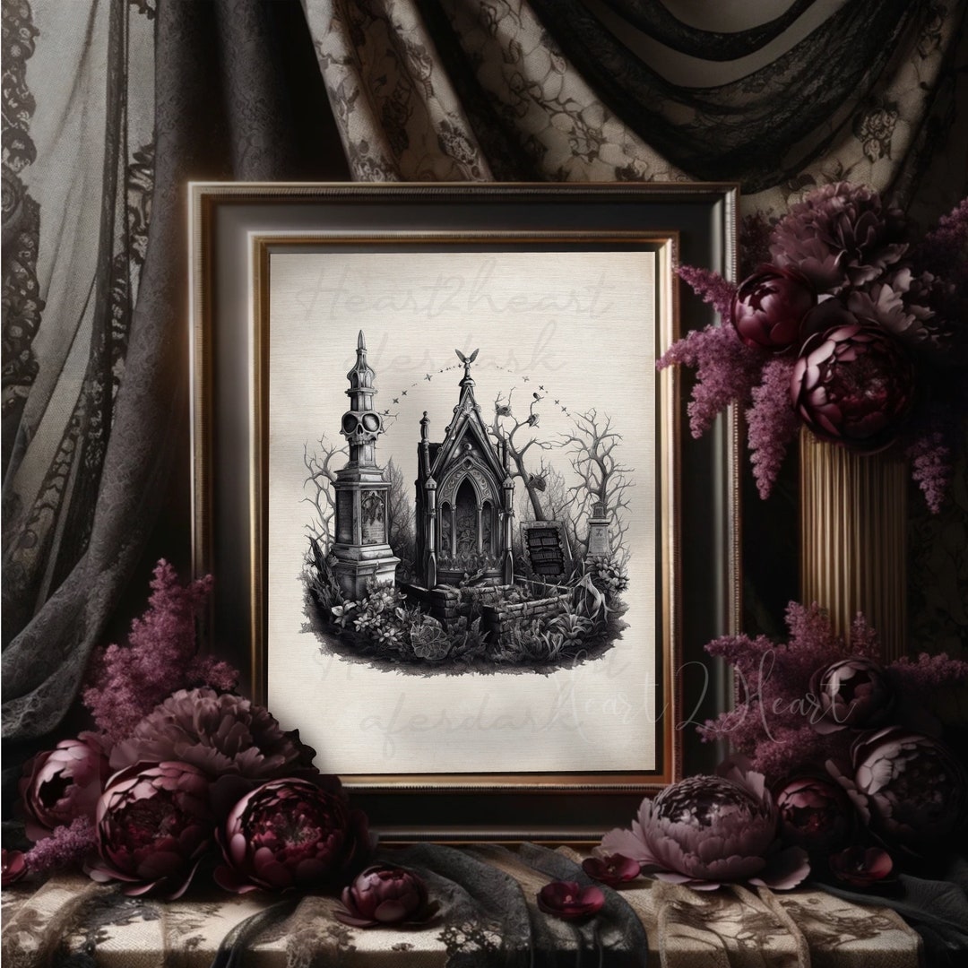 Cemetery Print | Gothic Wall Art | Graveyard Print - Etsy UK