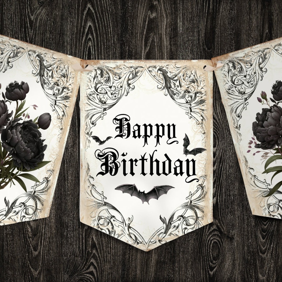 Gothic Happy Birthday Bunting Birthday Party Decorations - Etsy UK