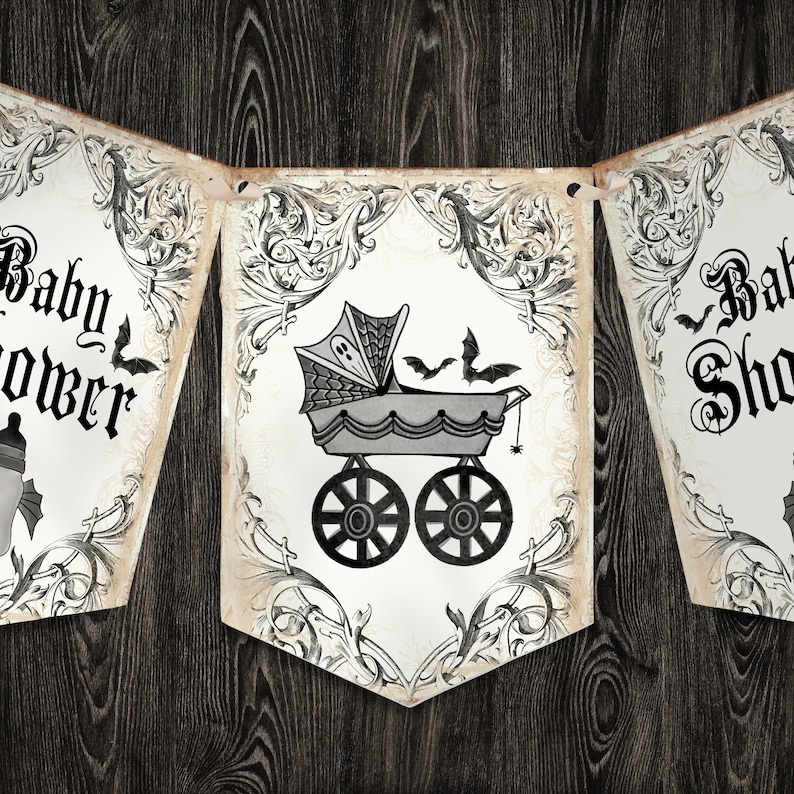 Gothic Baby Shower Bunting Spooky Baby Shower Banner - Etsy UK