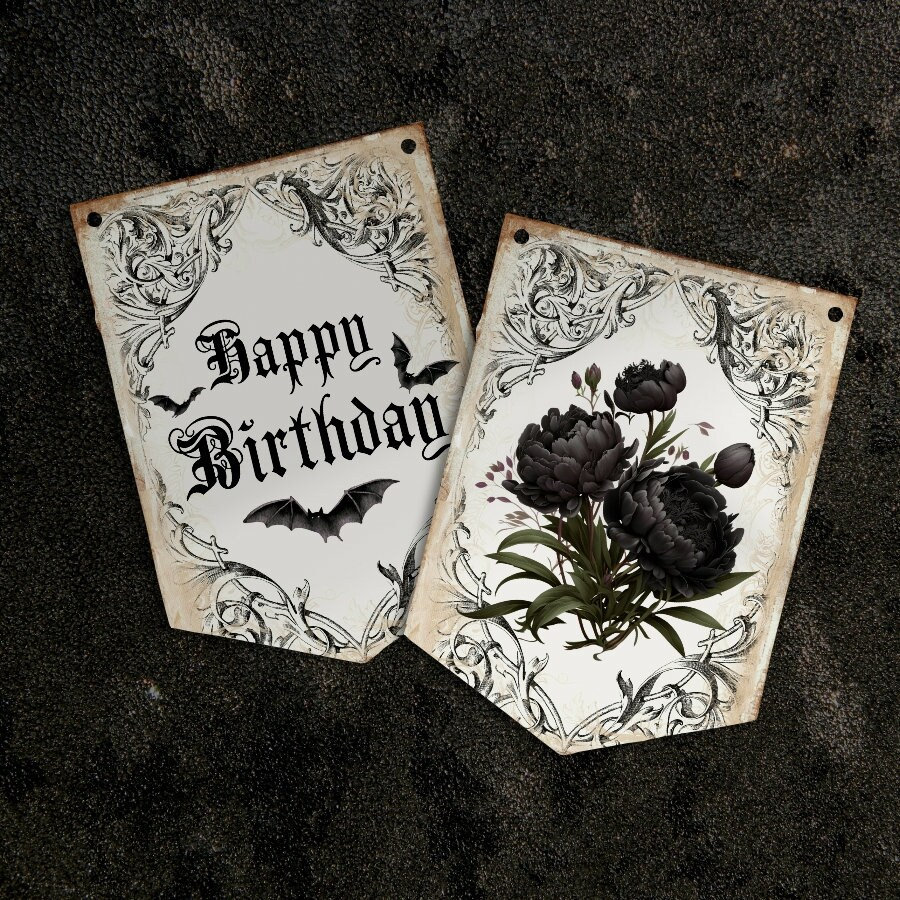 Gothic Happy Birthday Bunting Birthday Party Decorations - Etsy UK