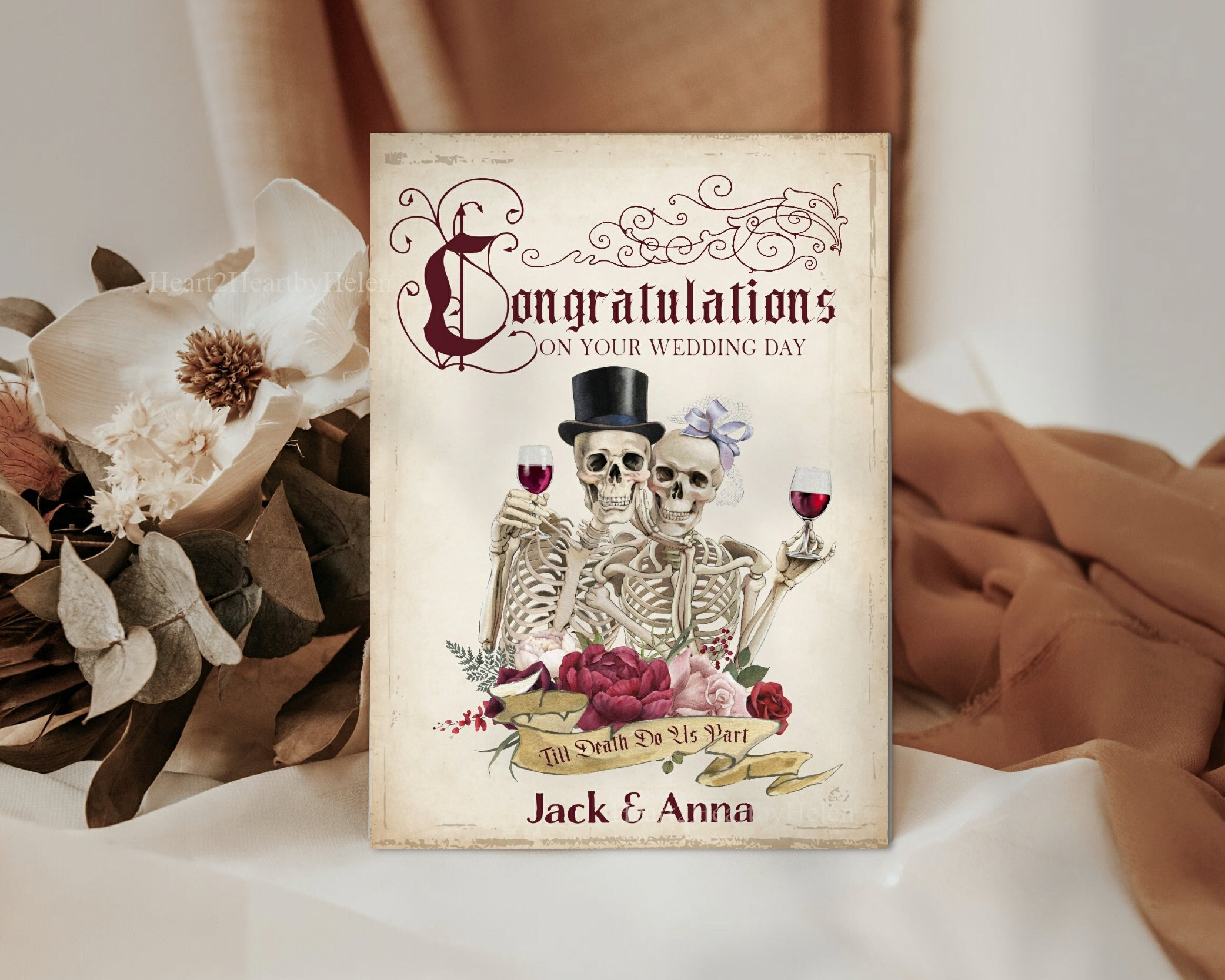 Personalised Skull Couple Wedding Card Gothic Wedding Card - Etsy UK