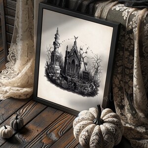Cemetery Print | Gothic Wall Art | Graveyard Print - Etsy UK