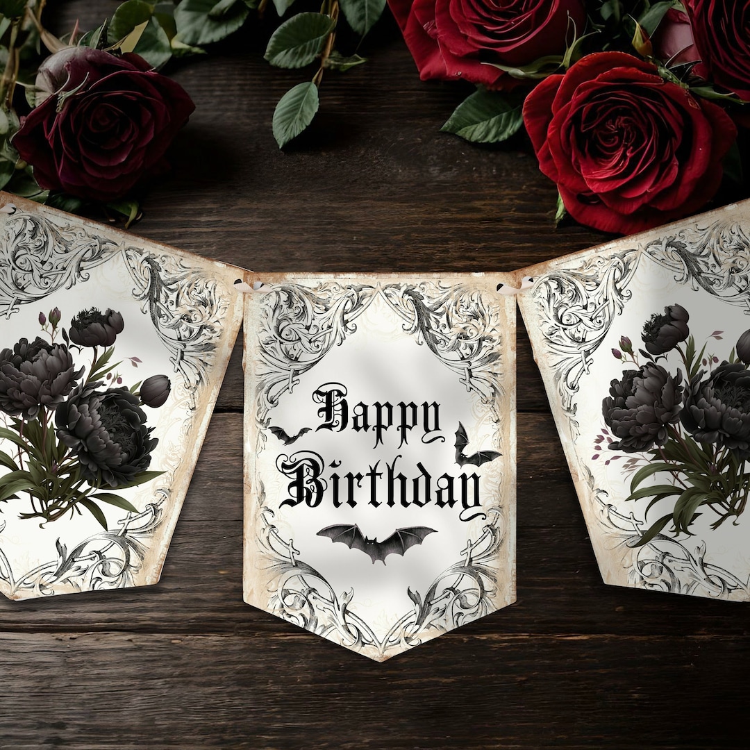 Gothic Happy Birthday Bunting Birthday Party Decorations - Etsy