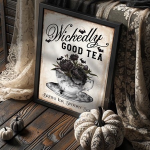 Gothic Tea Print Witches Tea Print Halloween Wall Art Spooky Kitchen ...