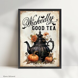 Gothic Teapot Print Witches Tea Print Halloween Wall Art Spooky Kitchen ...